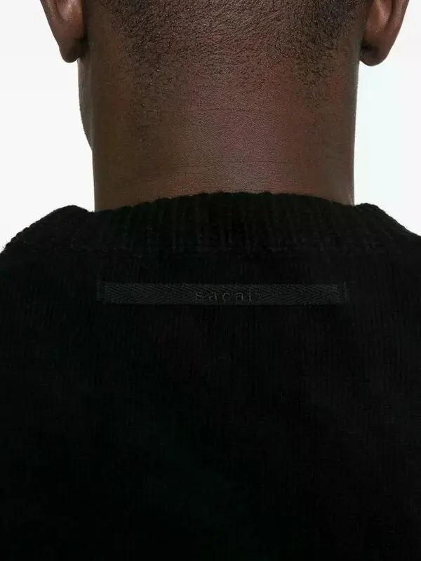 Sacai Round Neck Sweater With Ribbed Details