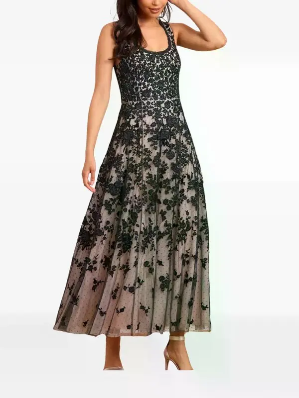 NEEDLE & THREAD Embroidered Flowers Scoop Neck Maxi Dress