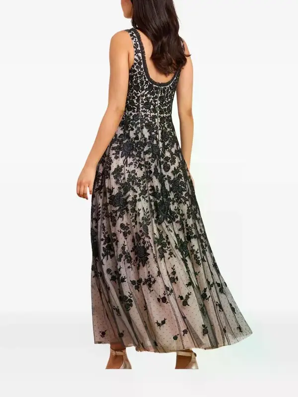 NEEDLE & THREAD Embroidered Flowers Scoop Neck Maxi Dress