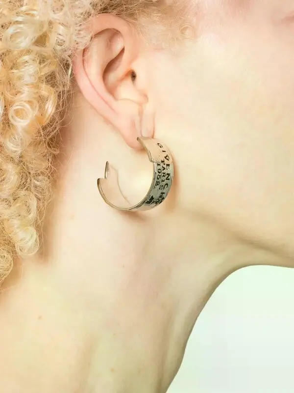 Givenchy Logo Engraved Hoop Earrings - Silver