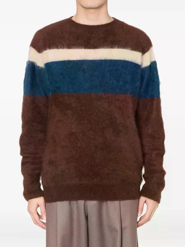 Kolor Cashmere Striped Crew Neck Sweater