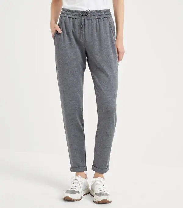 Brunello Cucinelli Cotton-silk French Terry Drawstring Sweatpants
