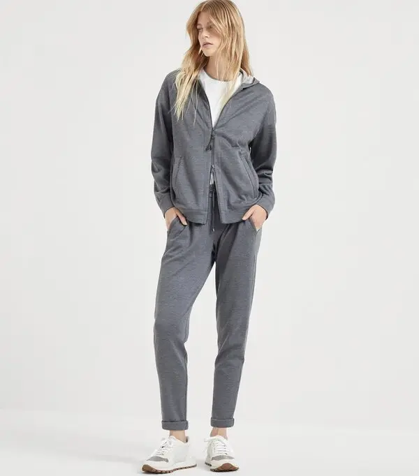 Brunello Cucinelli Cotton-silk French Terry Drawstring Sweatpants