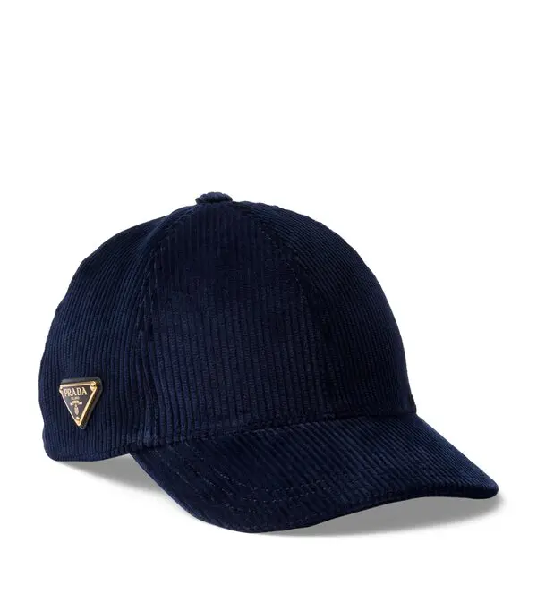 Prada Corduroy Baseball Cap - Blue
