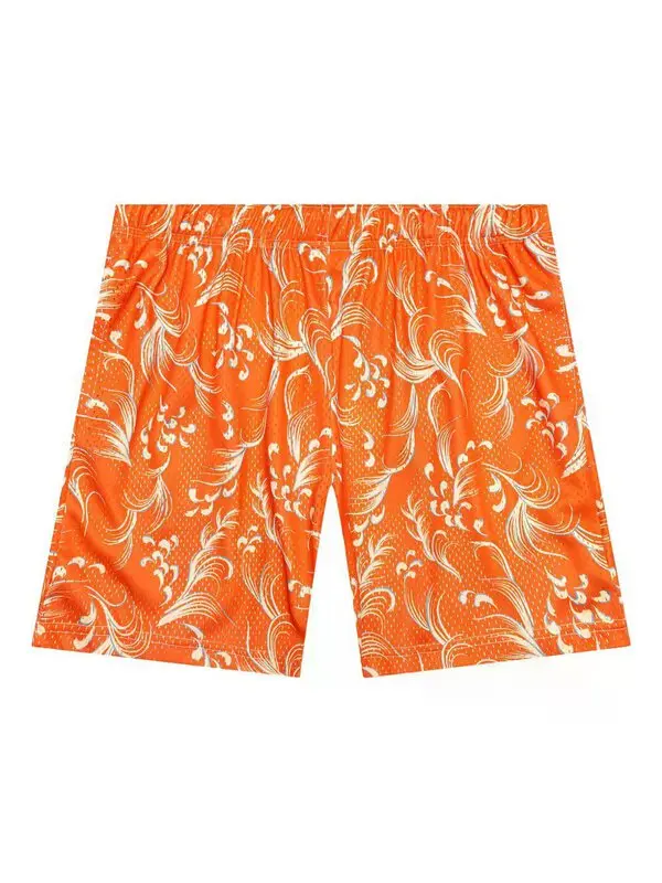 John Elliott Mesh-panel Printed Shorts - Orange