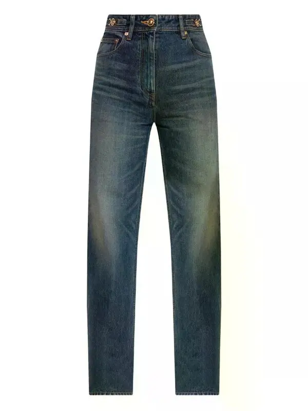 Versace Plaque Detailed Jeans - Blue