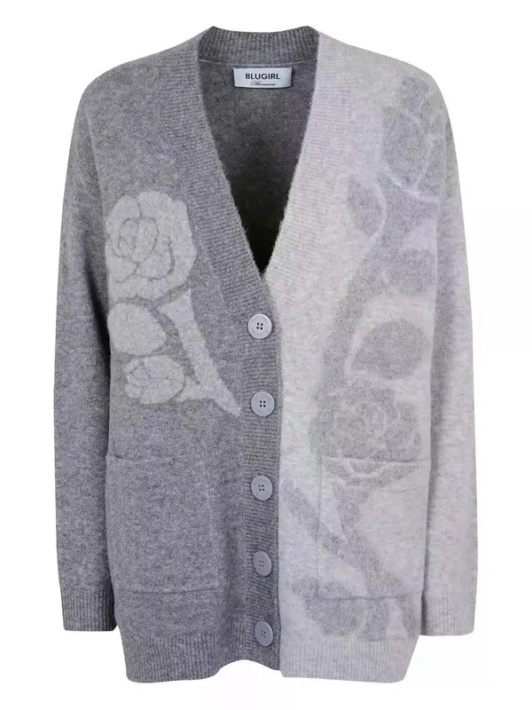 BLUGIRL Rose-appliqué Button Cardigan