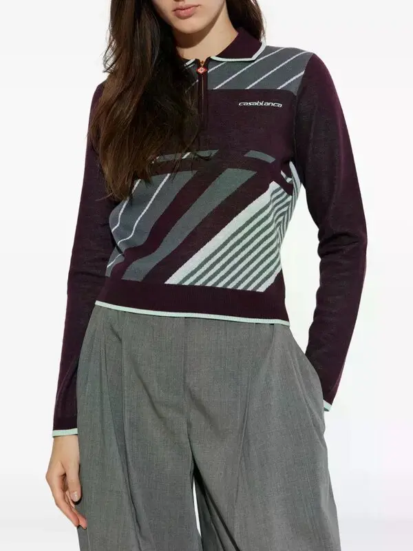 Casablanca Striped Half-zip Polo Shirt - Green