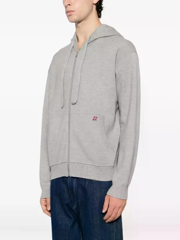 Izzue Logo-patch Knitted Jacket - Neutrals