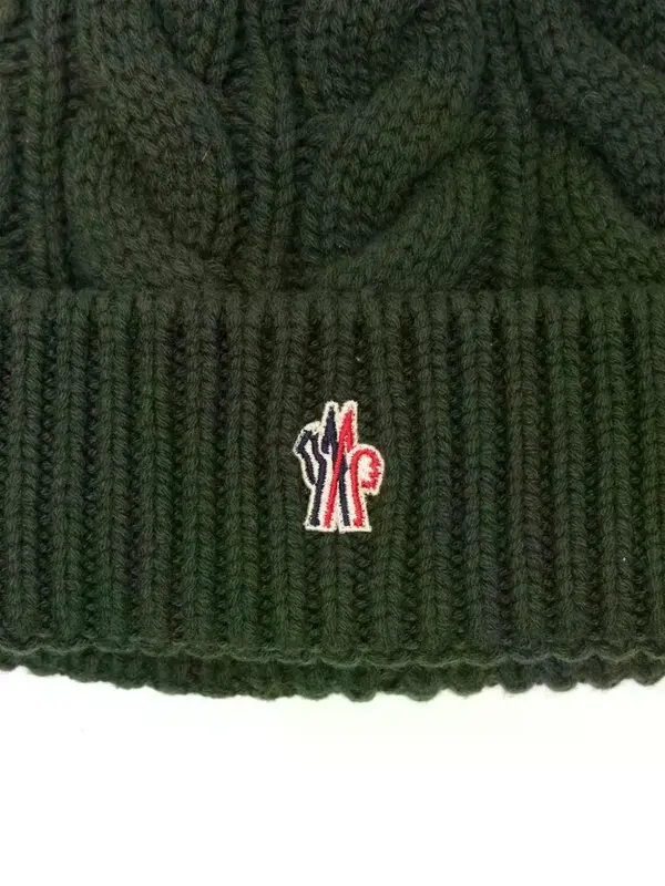 Moncler Pompom-detail Beanie Hat - Green