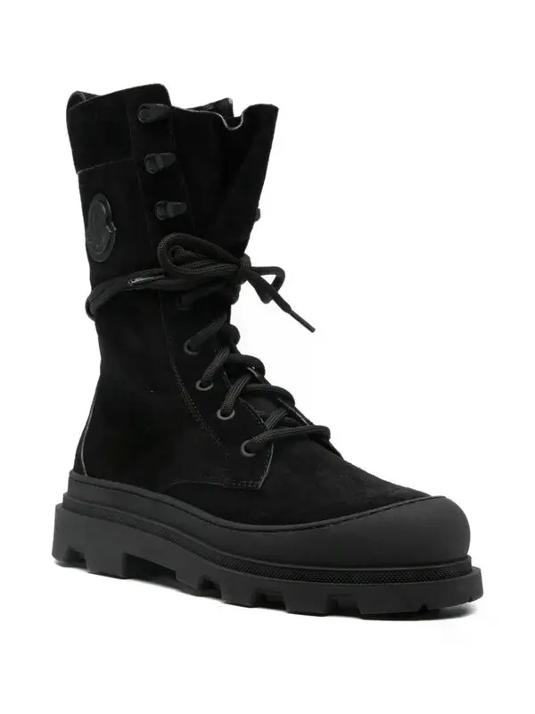 Moncler Vera Lace-up Boots With Logo Patch - Black