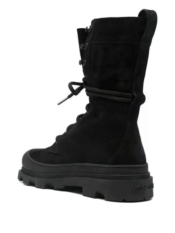 Moncler Vera Lace-up Boots With Logo Patch - Black