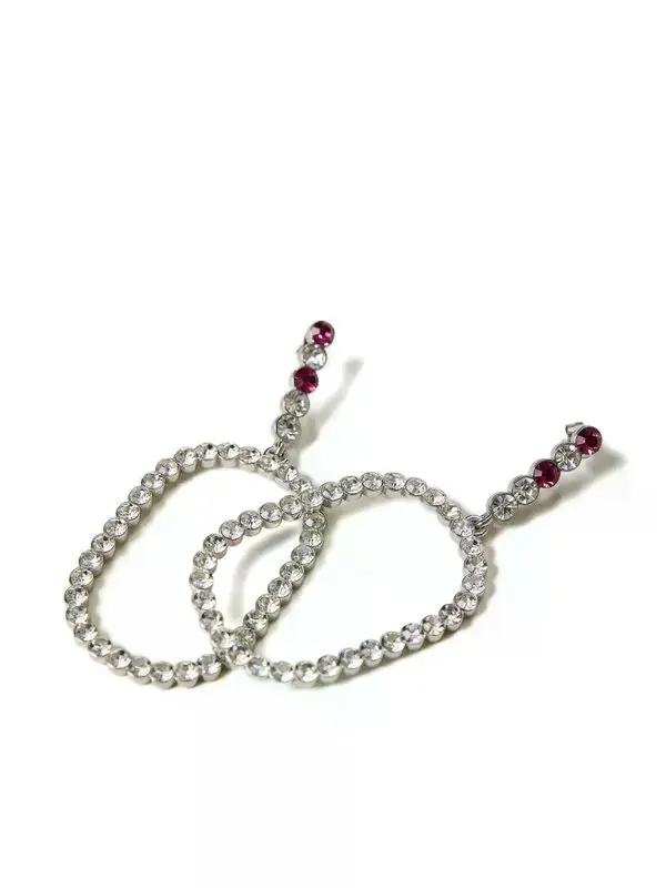 TWINSET Tone Crystal Embellished Oval Drop Earrings - Silver
