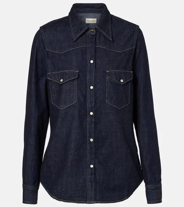 NILI LOTAN Travis Denim Shirt In Indigo Rinse - Blue