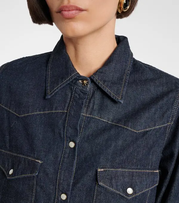 NILI LOTAN Travis Denim Shirt In Indigo Rinse