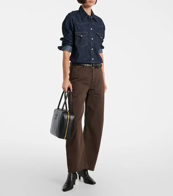 NILI LOTAN Travis Denim Shirt In Indigo Rinse