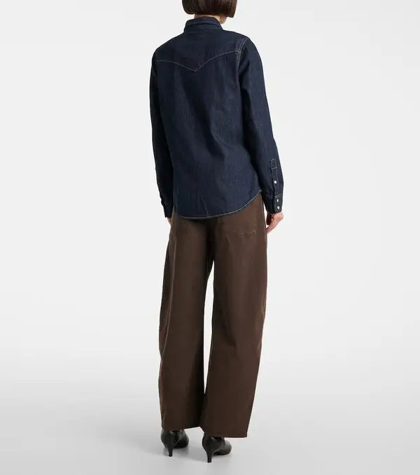 NILI LOTAN Travis Denim Shirt In Indigo Rinse