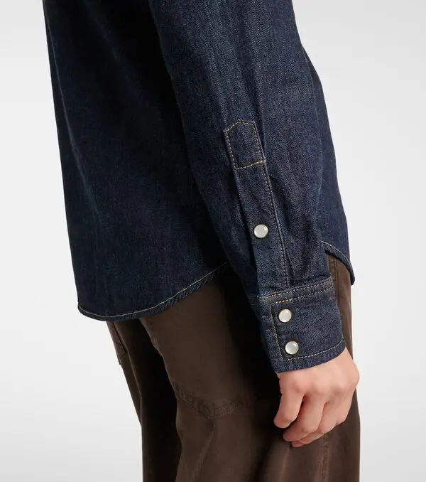 NILI LOTAN Travis Denim Shirt In Indigo Rinse