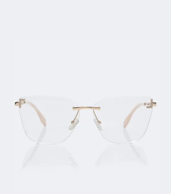 Fendi First Crystal Square Glasses - Gold