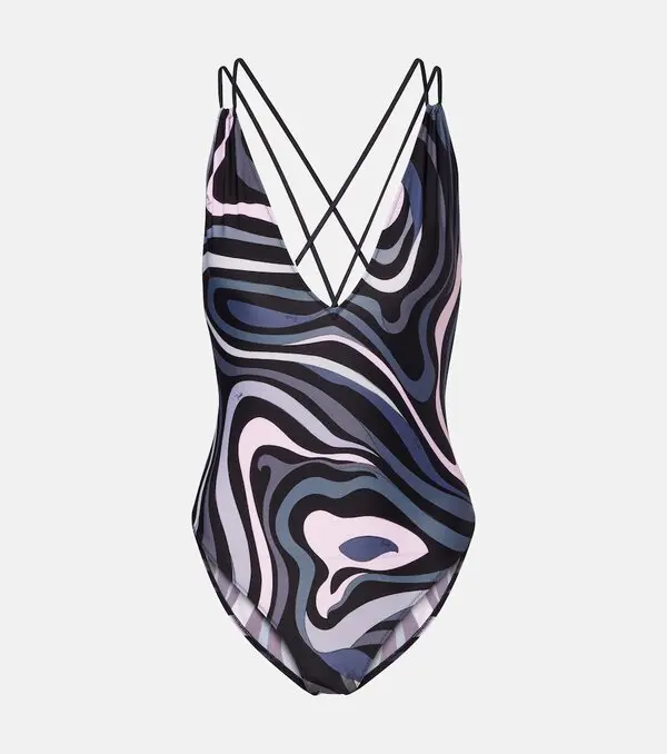 Emilio Pucci Marmo V-neck One Piece Swimsuit - Multicoloured