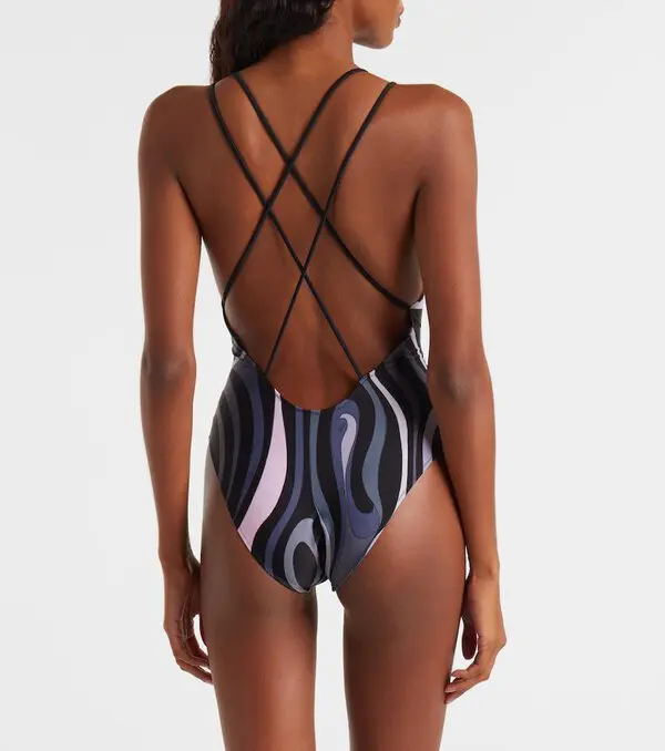 Emilio Pucci Marmo V-neck One Piece Swimsuit - Multicoloured
