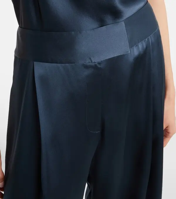 THE SEI High-rise Silk Wide-leg Trousers