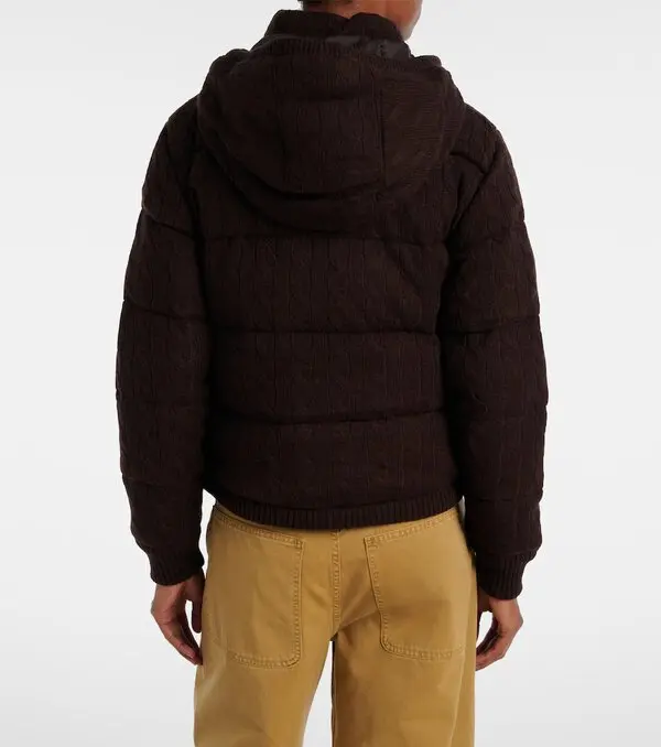 Polo Ralph Lauren Cable-knit Wool And Cashmere Puffer Jacket - Brown