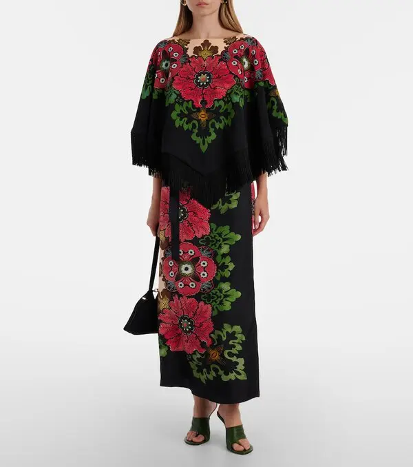La DoubleJ Floral Silk Twill Wrap Skirt