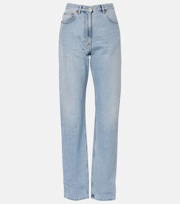 Valentino Garavani Mid-rise Wide-leg Jeans In Denim Blu Lav Chiaro - Blue