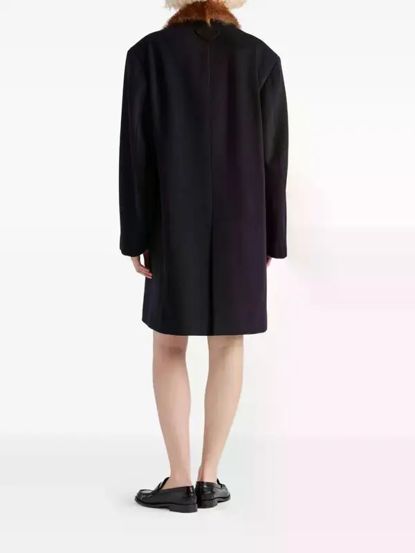 Prada Single-breasted Cloth Coat With Shearling Collar