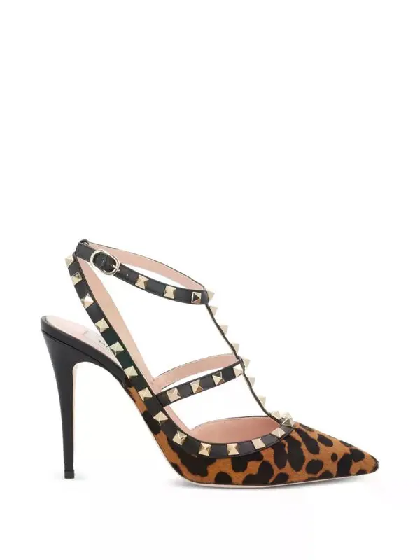 Valentino Garavani Rockstud Leopard-print Pumps - Black