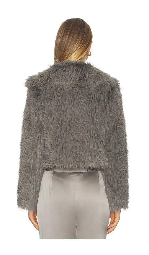 THE SEI Faux Fur Bomber Jacket - Grey