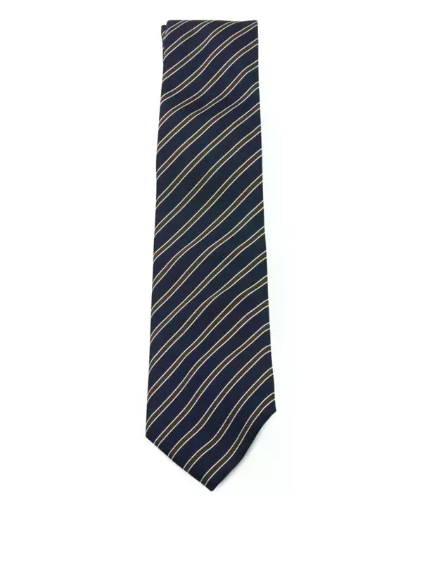 Zegna Diagonal Stripe Silk Neck Tie - Blue