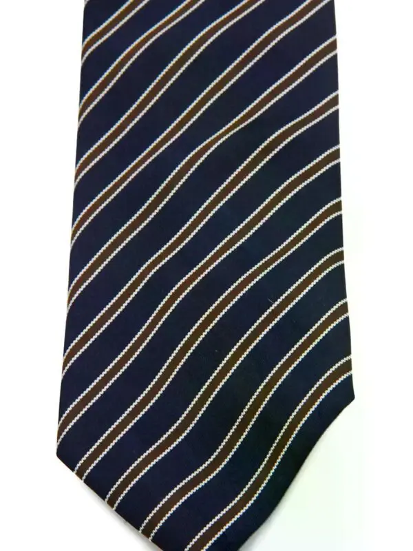 Zegna Diagonal Stripe Silk Neck Tie - Blue