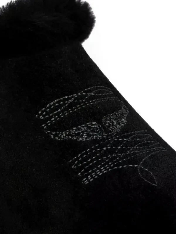 Zadig&Voltaire Embroidered Shearling Mules - Black