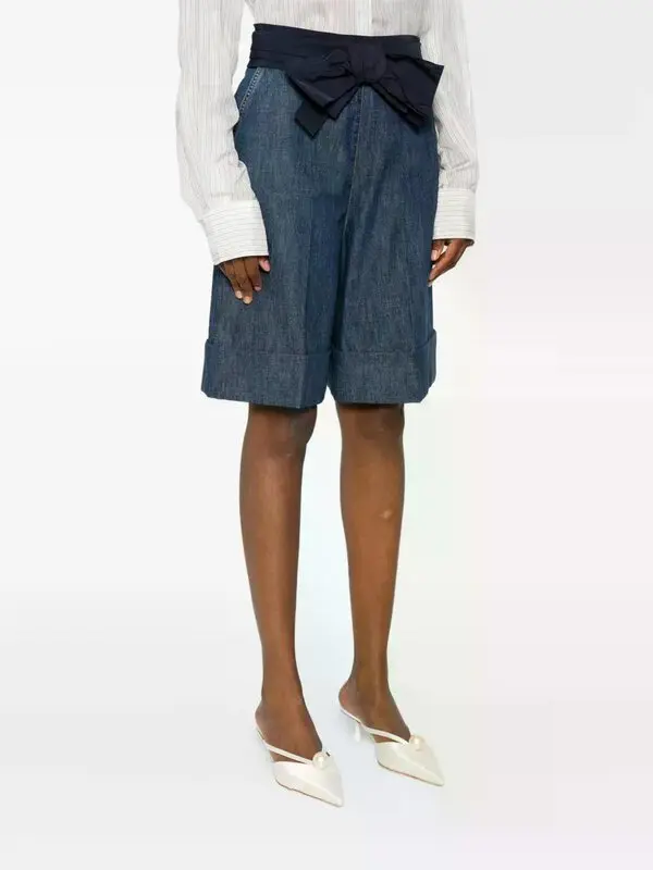 Valentino Garavani Bow-embellished Denim Culottes