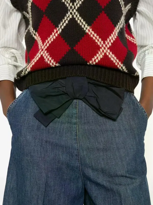 Valentino Garavani Bow-embellished Denim Culottes