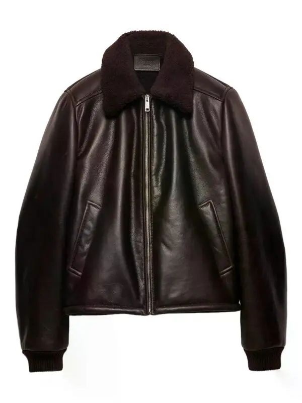 Prada Shearling-collar Leather Jacket