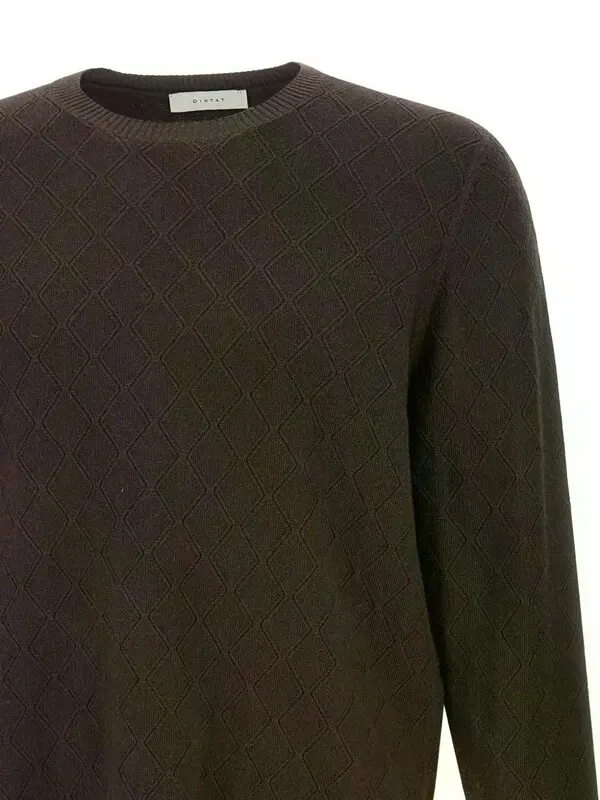 DIKTAT Diamond Pattern Crew Neck Sweater - Brown