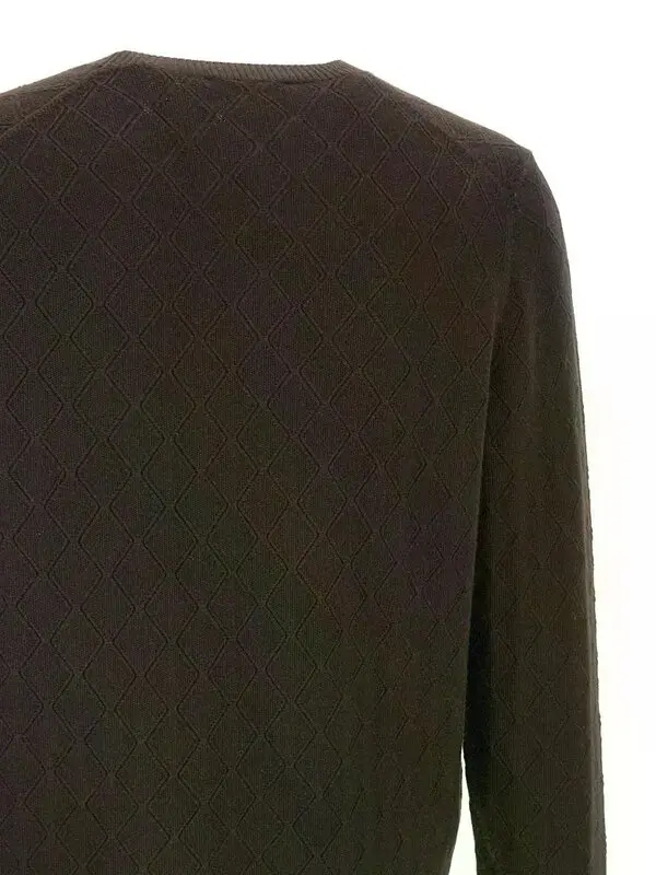 DIKTAT Diamond Pattern Crew Neck Sweater - Brown