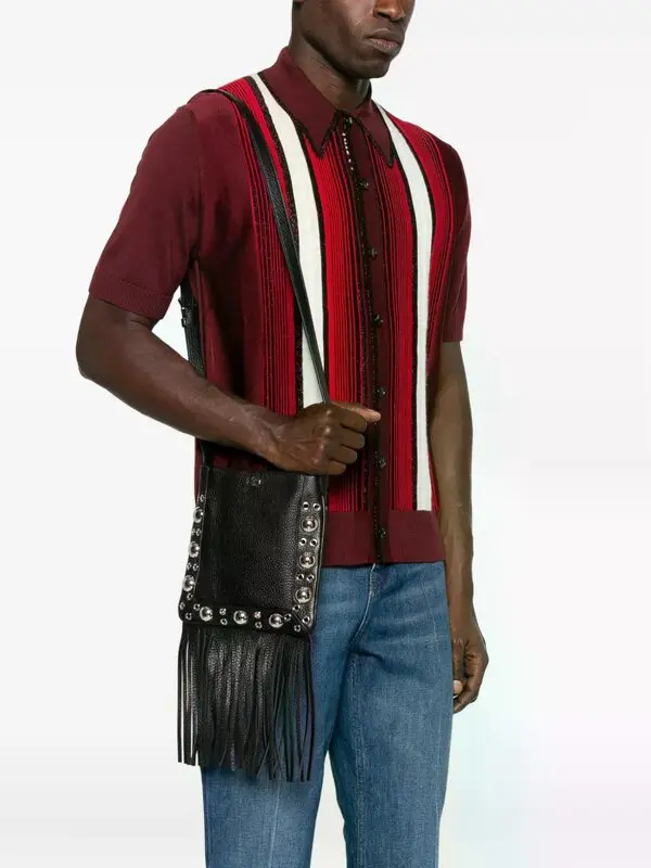 Valentino Garavani Fringed Studded Shoulder Bag