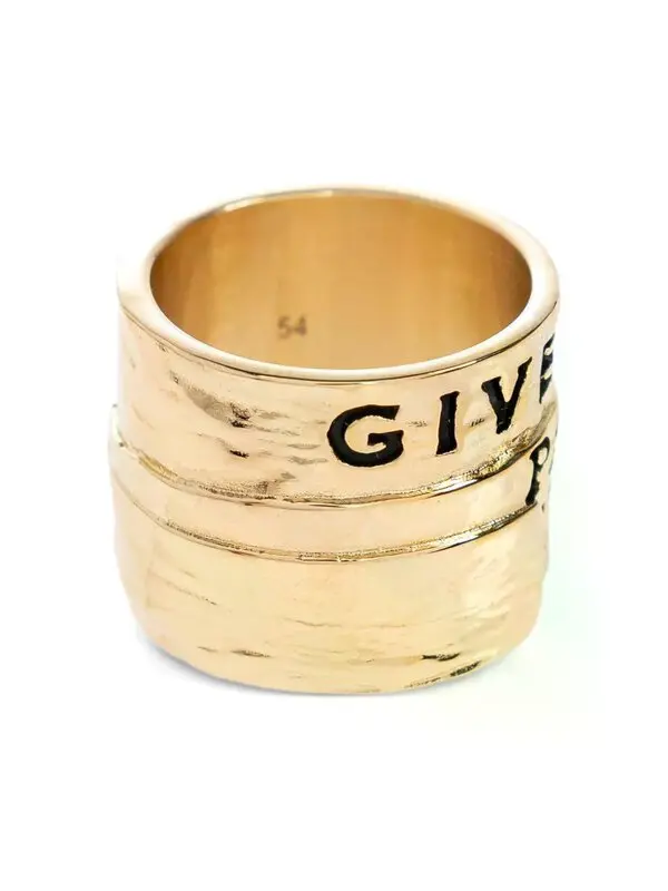 Givenchy Tone Hammered Logo Band Ring - Gold