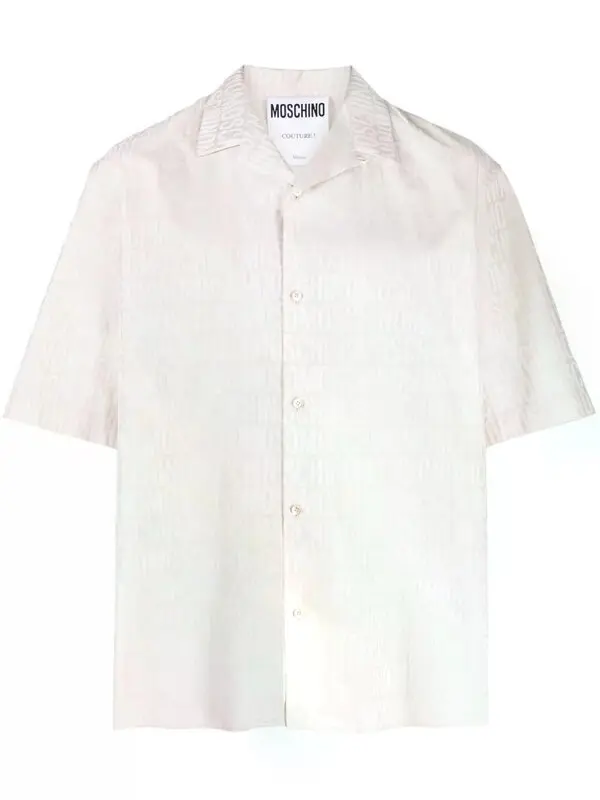 Moschino Logo-jacquard Cotton Shirt - Neutrals