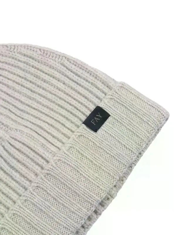 FAY Ribbed Wool Beanie - Grey