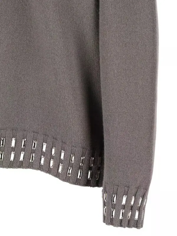 Fendi Crystal-embellished Crew Neck Sweater