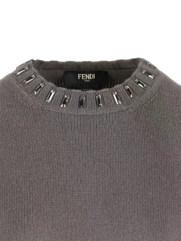 Fendi Crystal-embellished Crew Neck Sweater