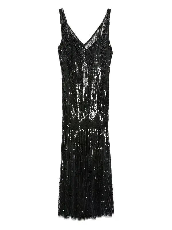 Alberta Ferretti Sequin-embellished V-neck Gown