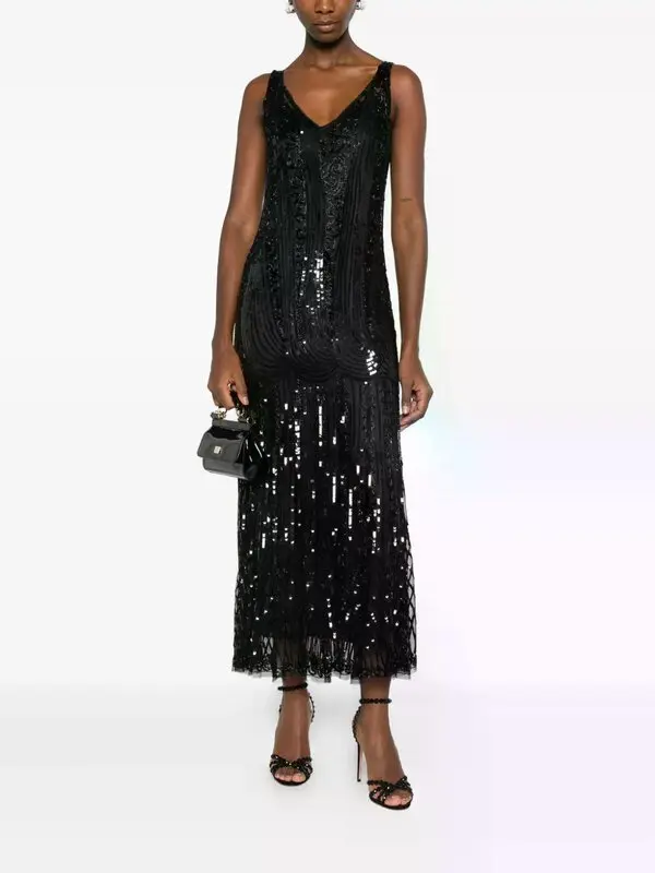 Alberta Ferretti Sequin-embellished V-neck Gown