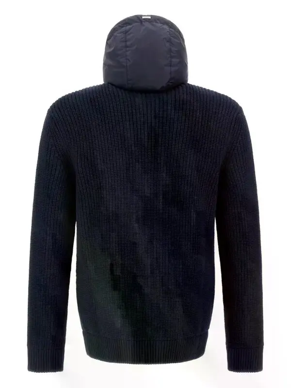 Herno Ribbed Wool Zip-up Hooded Jacket
