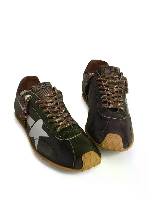GOLDEN GOOSE Marathon Speed Leather Logo Sneakers - Brown